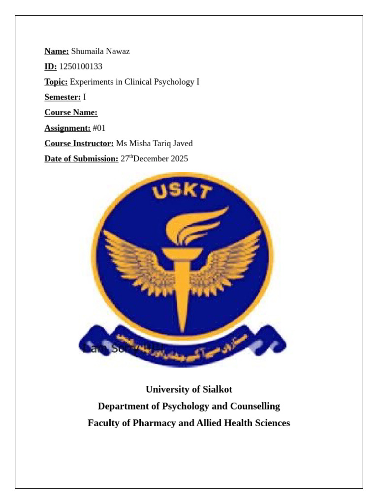 Clinical Psychology Perception Experiments | PDF | Perception | Senses