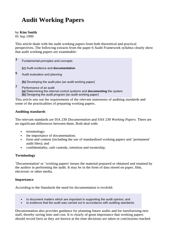 Understanding Audit Working Papers | PDF | Audit | Internal Control