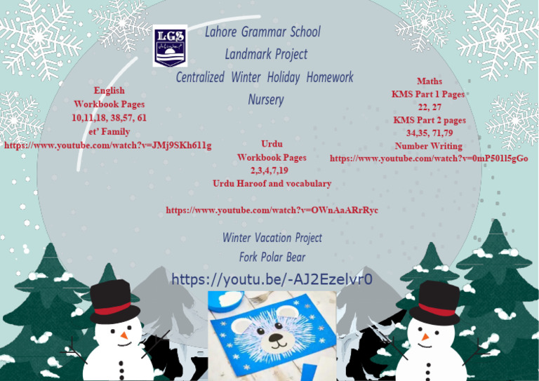 Winter Holiday Homework | PDF