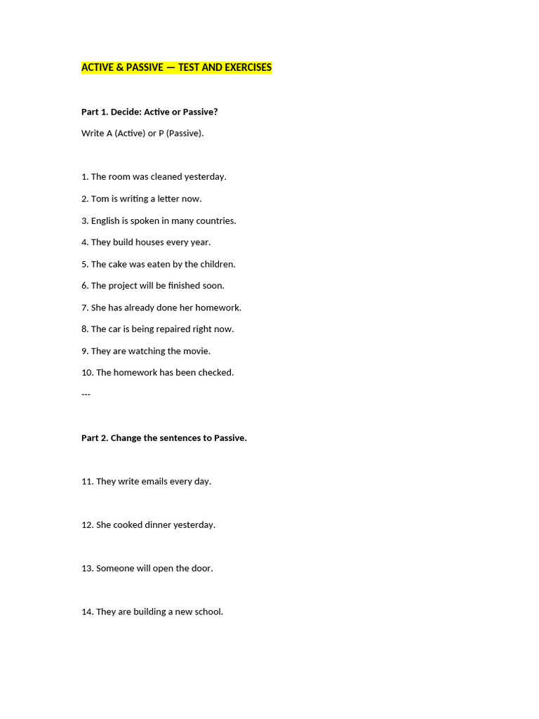 Test Active and Passive | PDF