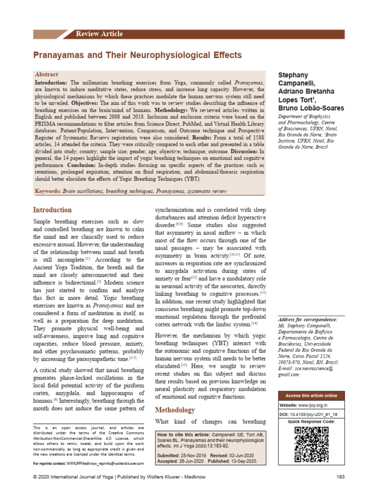 pranayam neurophysiology | PDF | Breathing | Amygdala