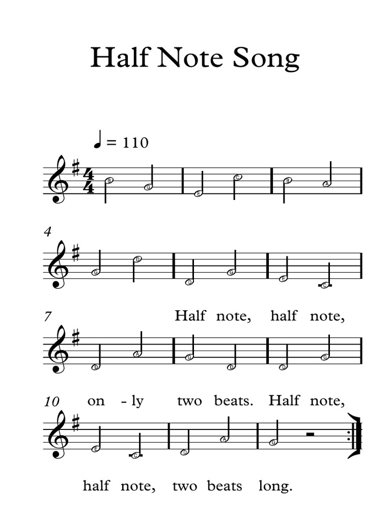 Half Note Song - Full Score | PDF