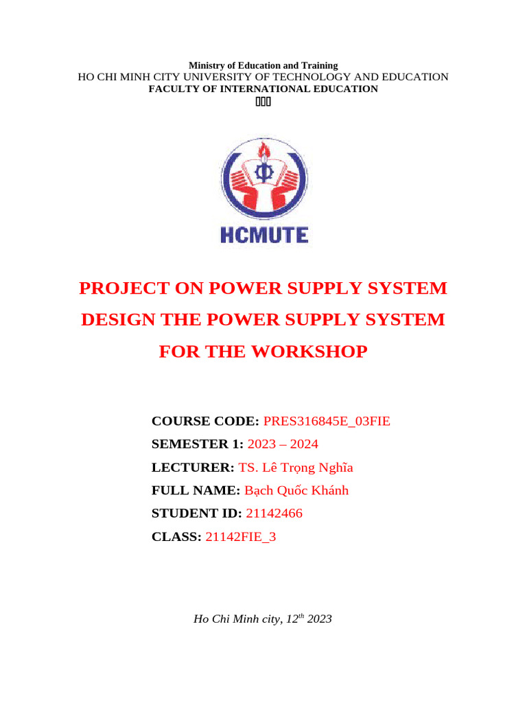 Power Supply System Design Project | PDF | Equipment | Components