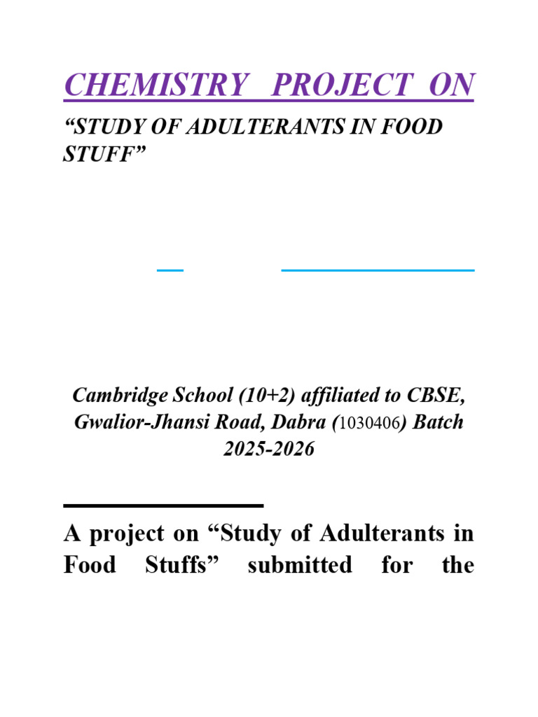 433243500 Chemistry Project on Study of Food Adulterants | PDF | Chili ...