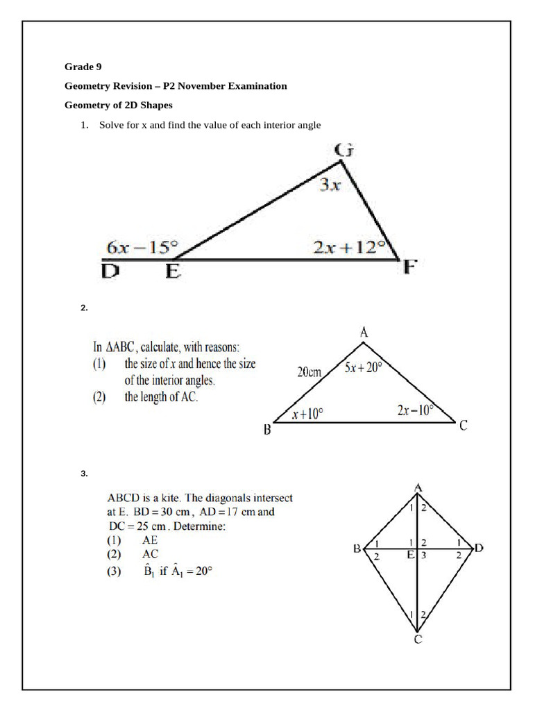Grade 9 Geometry Revision Guide | PDF