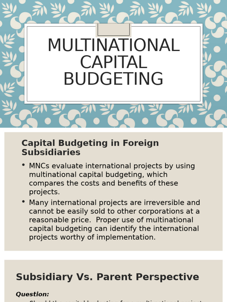 Multinational Capital Budgeting Guide | PDF | Net Present Value ...