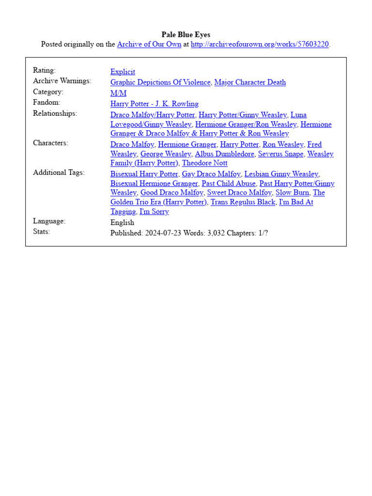 Pale Blue Eyes | PDF | J. K. Rowling | Harry Potter