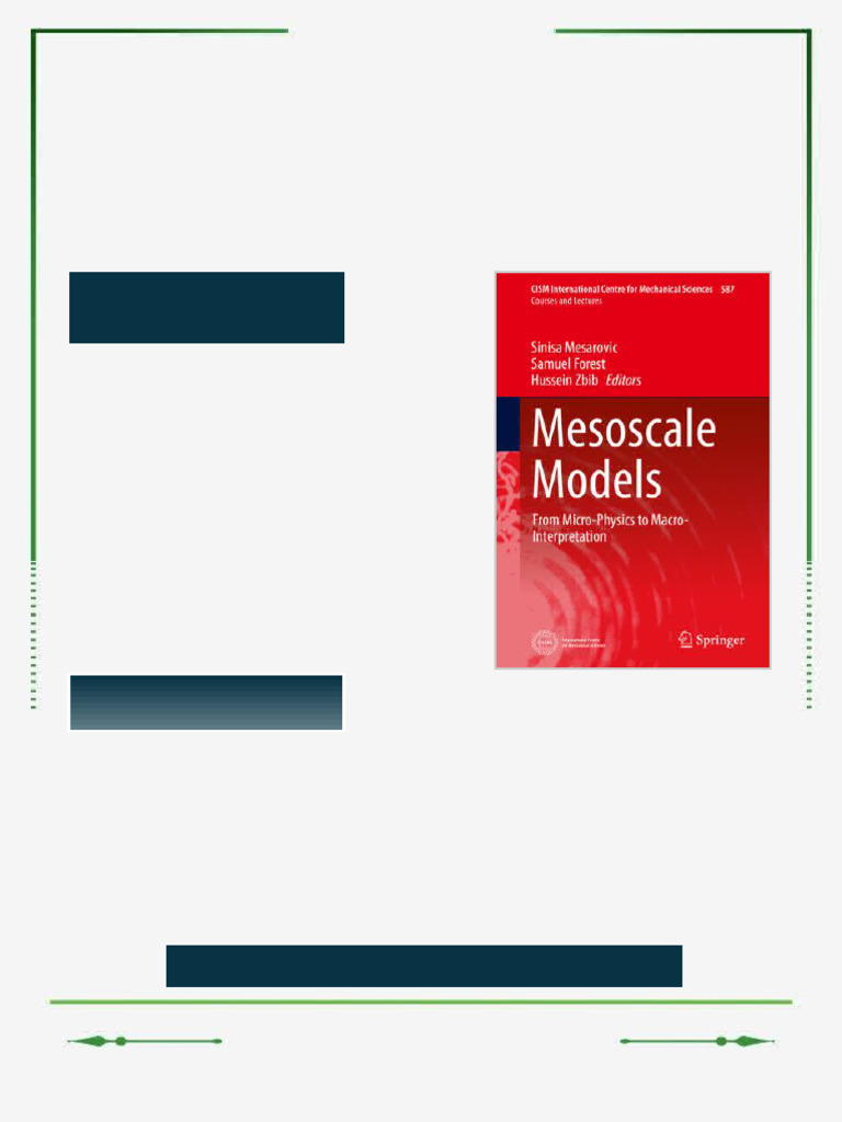 Mesoscale Models From Micro Physics to Macro Interpretation Sinisa ...