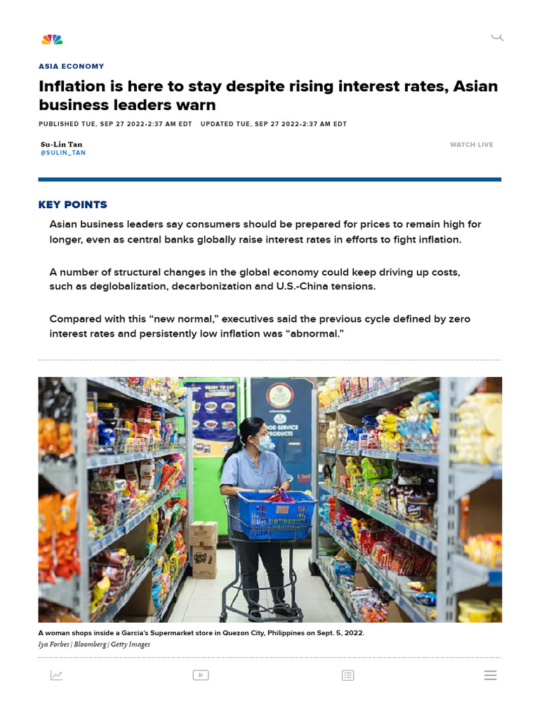 Inflation Is Here To Stay, Asian Business Leaders Warn | PDF ...