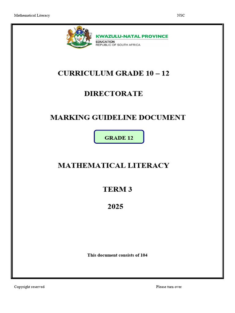 Gr 12 Kzn Mlit Last Push Document 2025 Marking Guideline | PDF ...