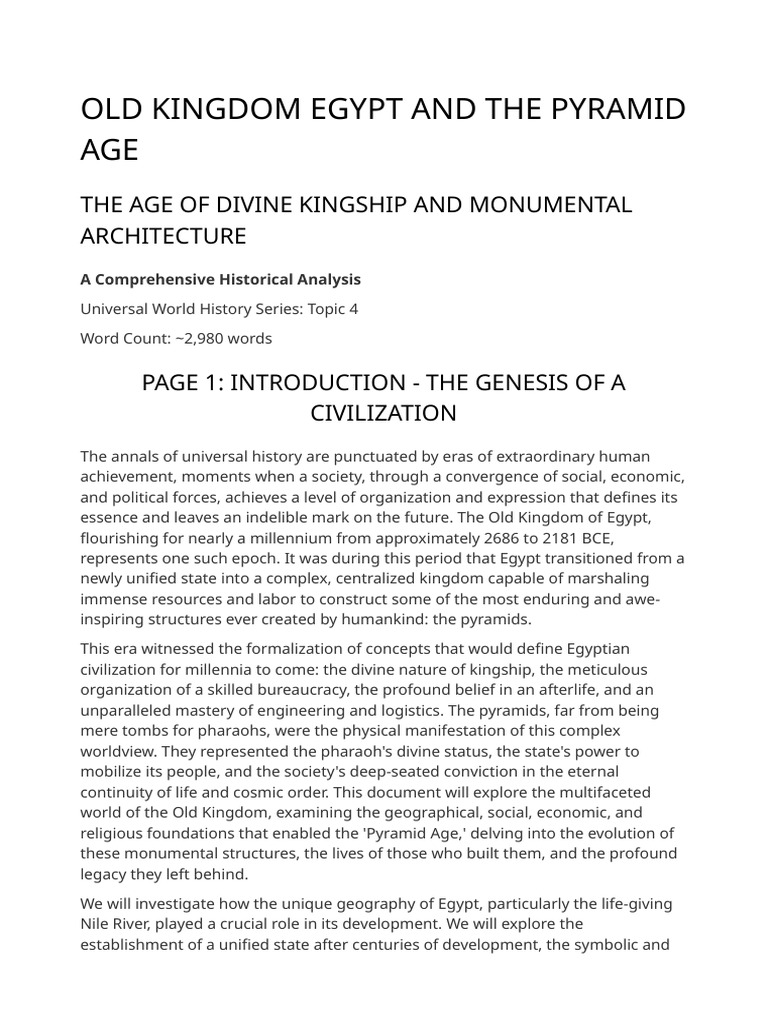 100 Topics on World History - 04 - Old Kingdom Egypt and the Pyramid ...