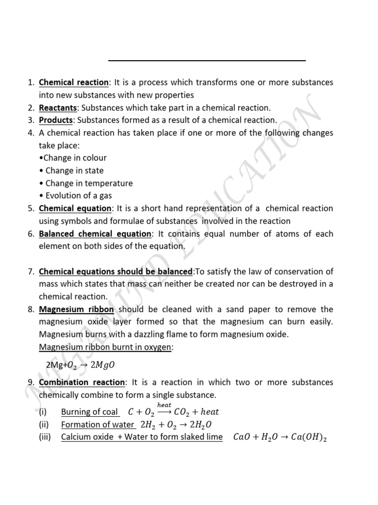 X-chemical Reactions and Equations-2025.17656ee | PDF | Chemical ...