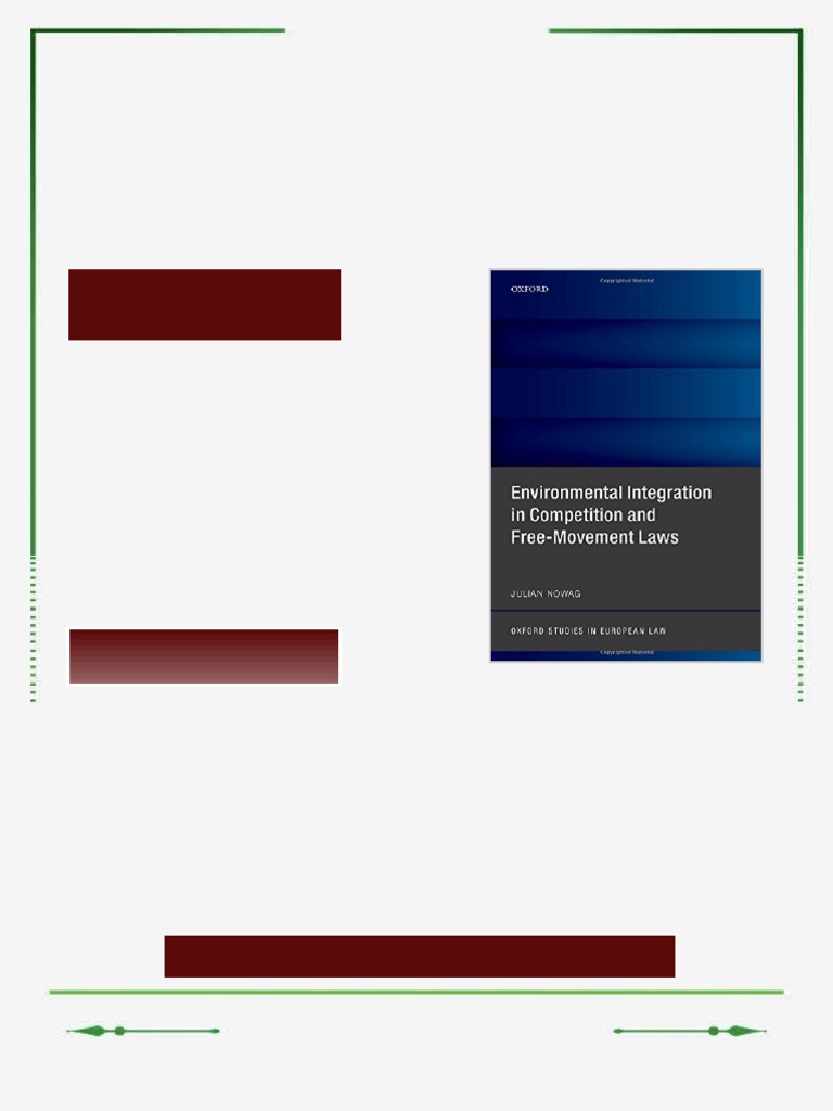 Environmental integration in competition and free movement laws First ...