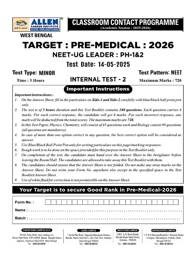 NEET_LEADER_PHASE_1 & 2_IT_02_14.05.25 FINAL_ | PDF | Electron ...