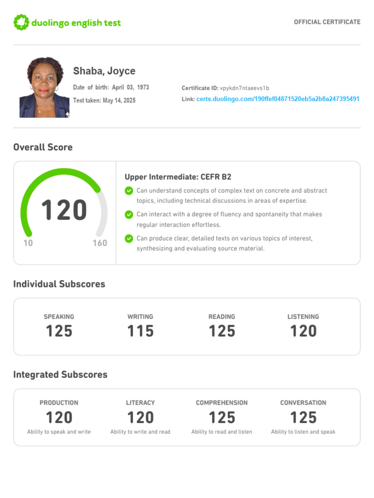 Duolingo English Test Joyce Shaba | PDF