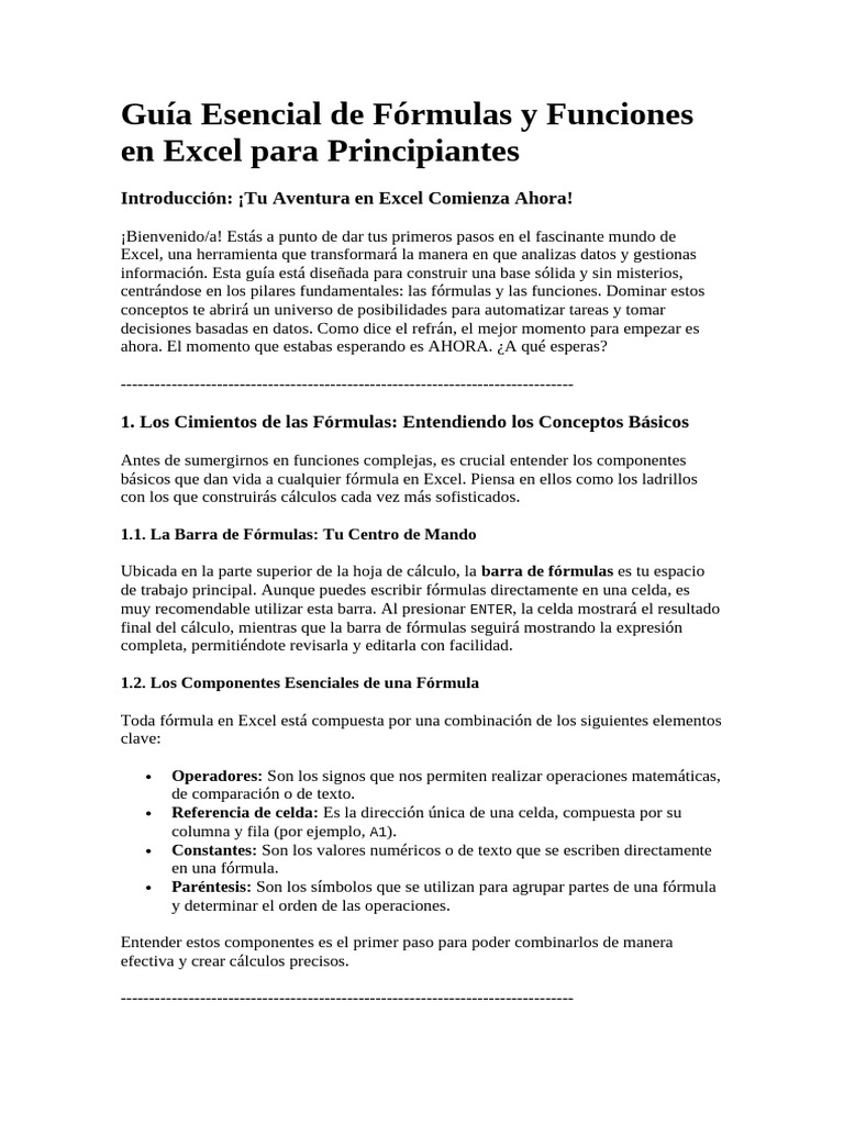 Formulas Excel, Etc | PDF | Microsoft Excel | Informática