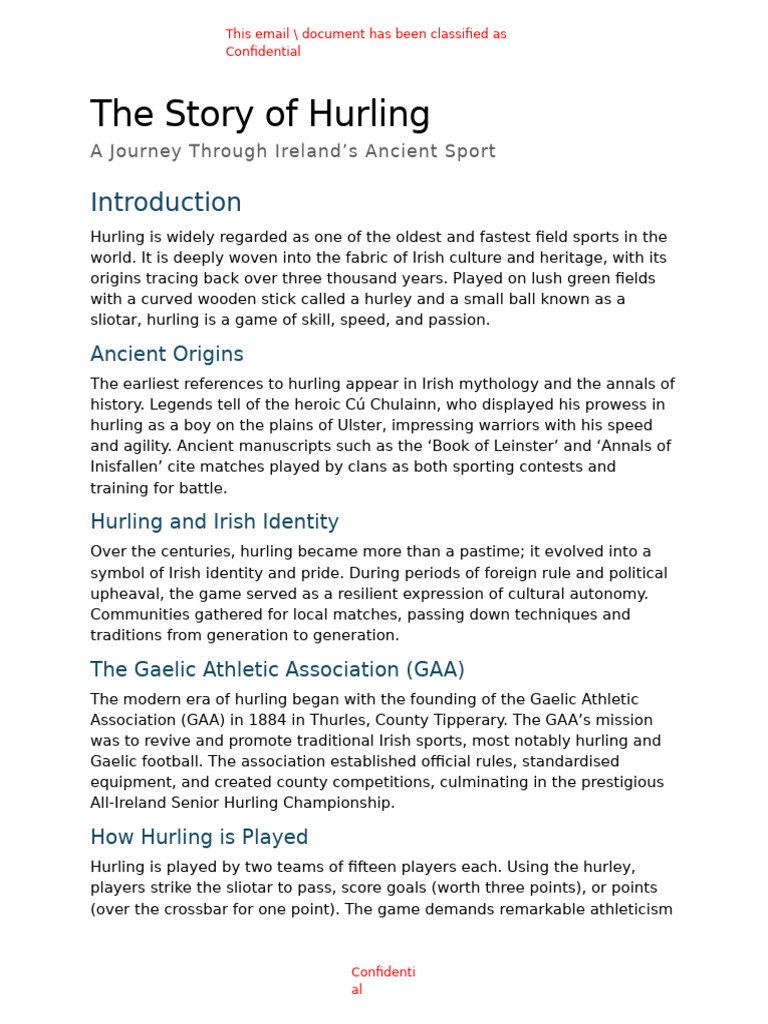 The Story of Hurling | PDF | Sports | Gaelic Games
