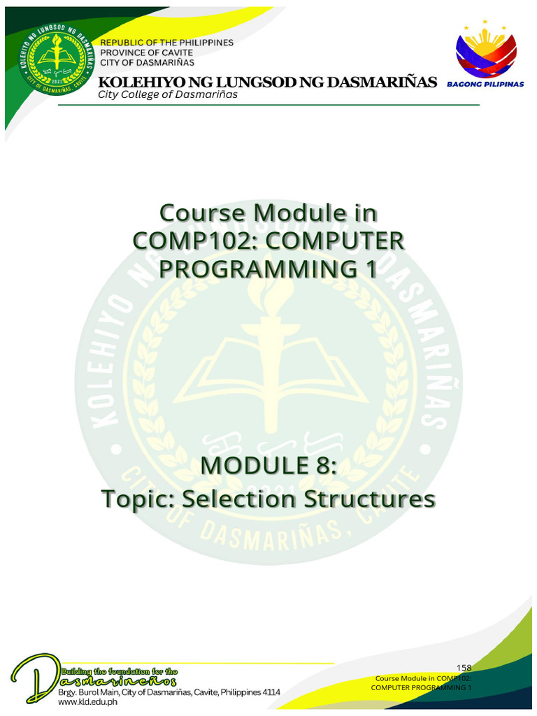 Module 8 COMP102BSIS CM Computer Programming 1 | PDF | Control Flow | Software Engineering