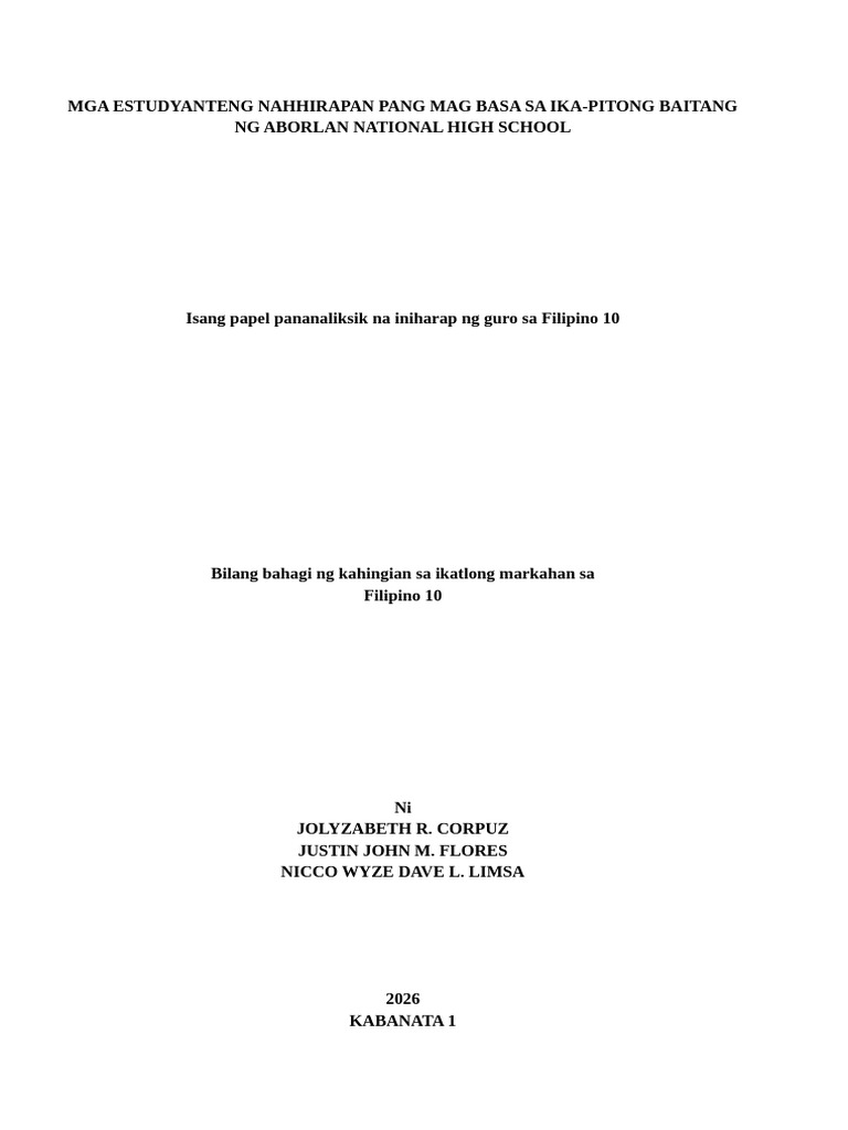 Filipino 10 Research Paper | PDF