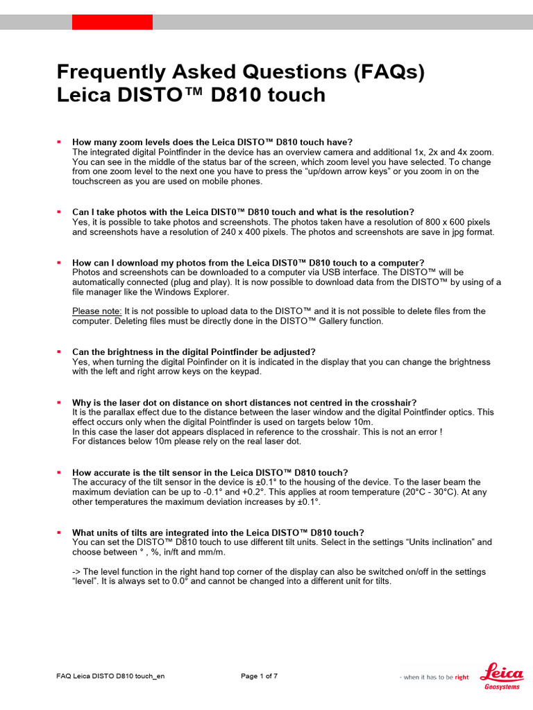 FAQ Leica DISTO D810 Touch_en | PDF | I Phone | I Pad