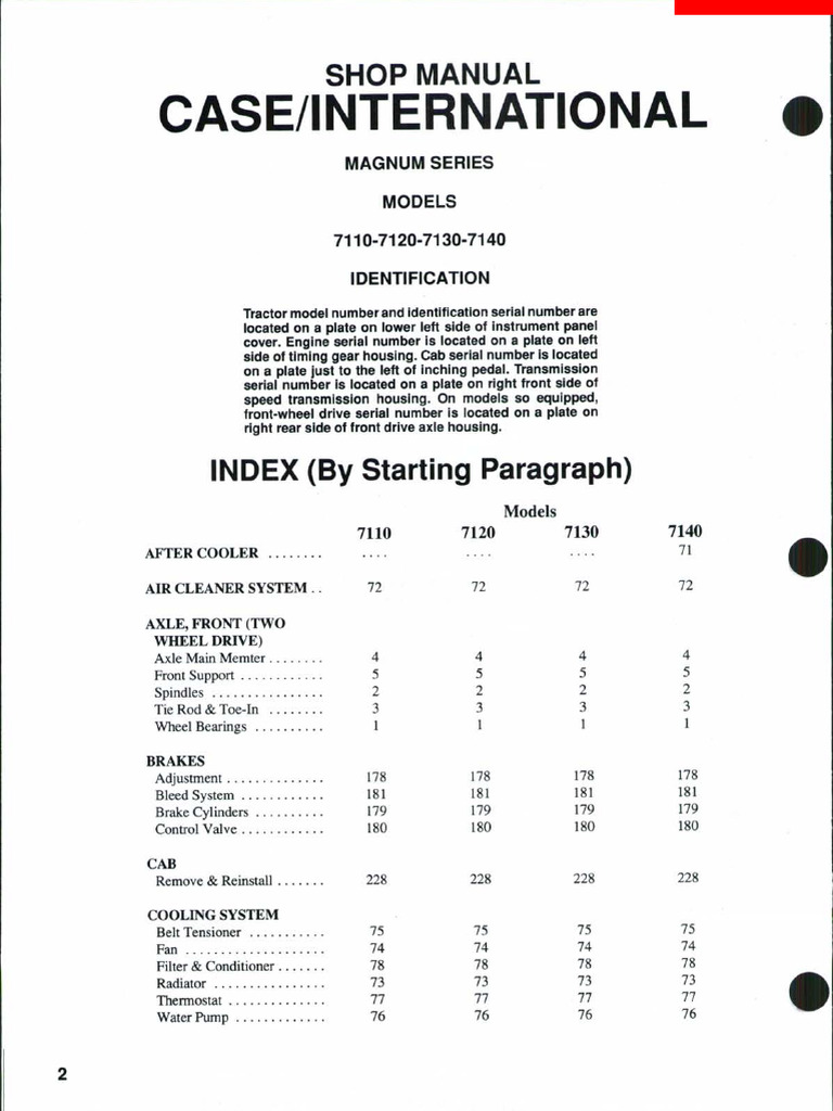 Case International 7110 7120 7130 7140 Shop Manual | PDF | Axle | Machines