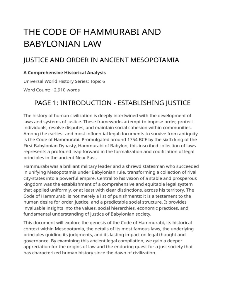 Hammurabi's Code: Ancient Law Insights | PDF | Hammurabi | Mesopotamia