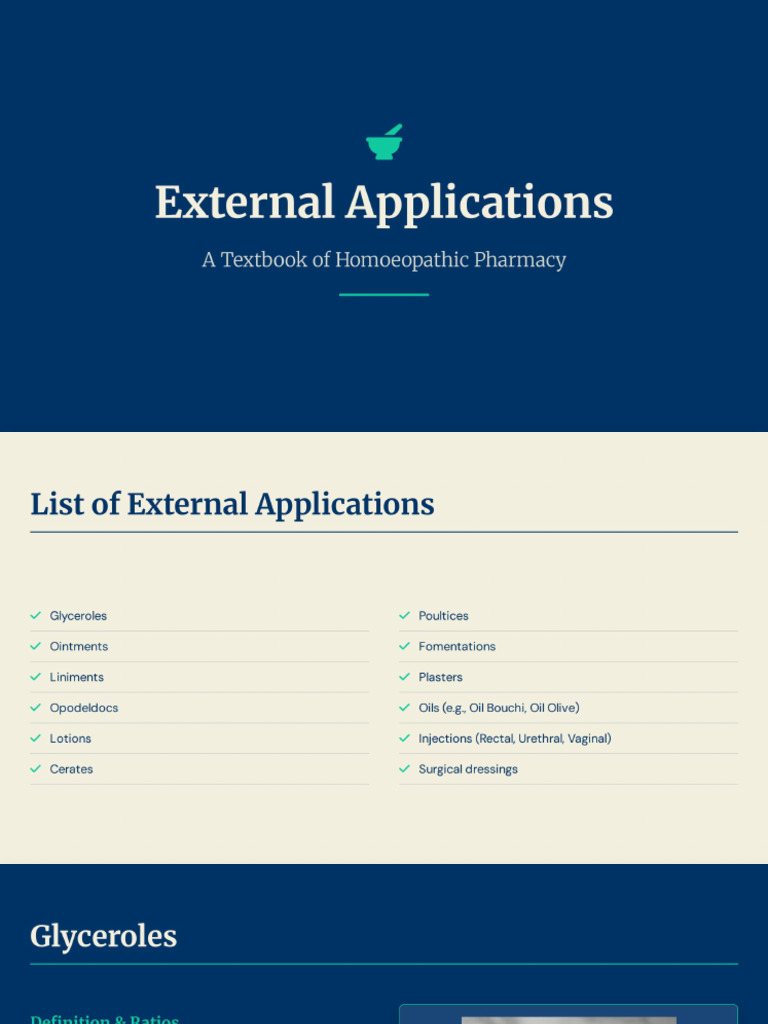 External Applications - Homoeopathy | PDF