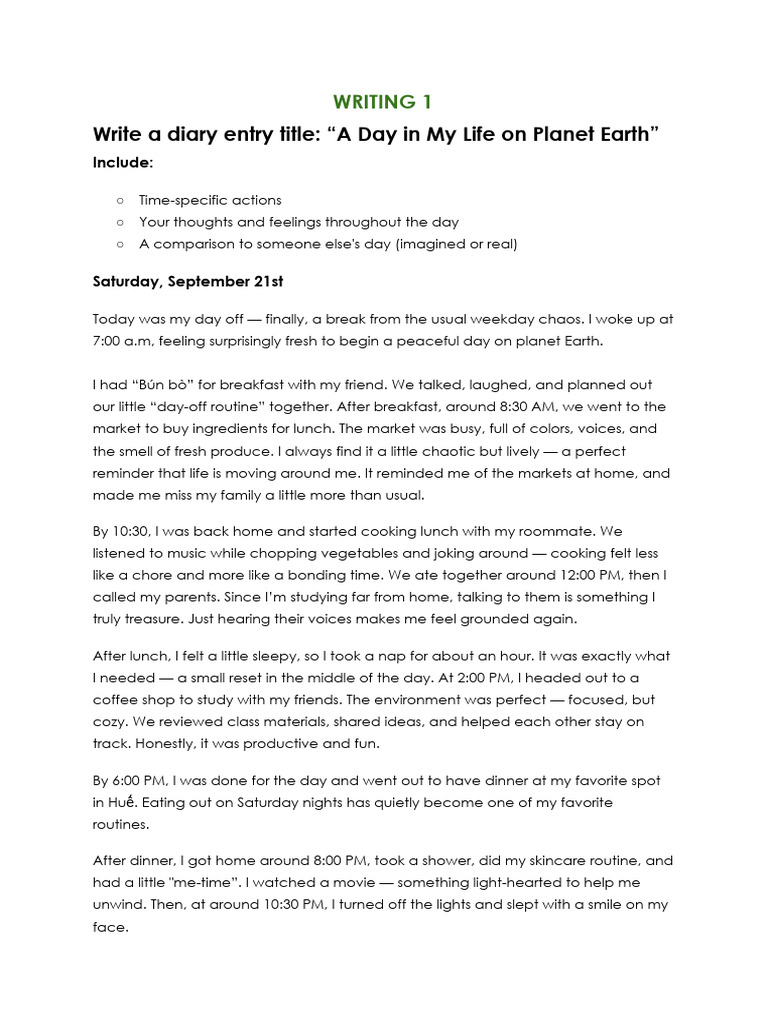 A Day Off: Life on Planet Earth | PDF