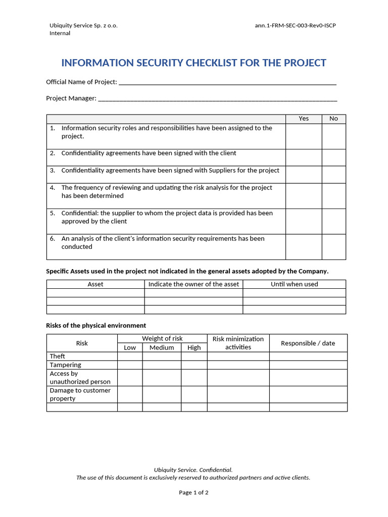 Ann.1-FRM-SEC-003-IsCP_Information Security Checklist for the Project ...