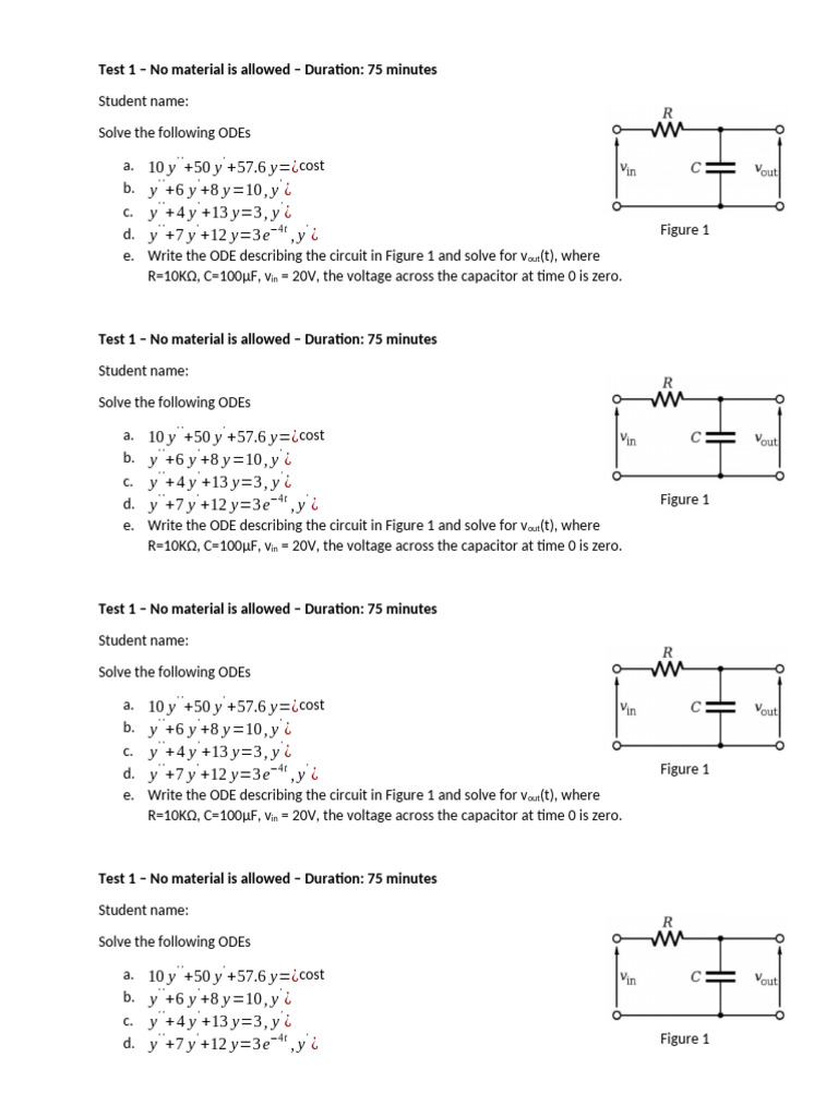 Test 1 ODE | PDF