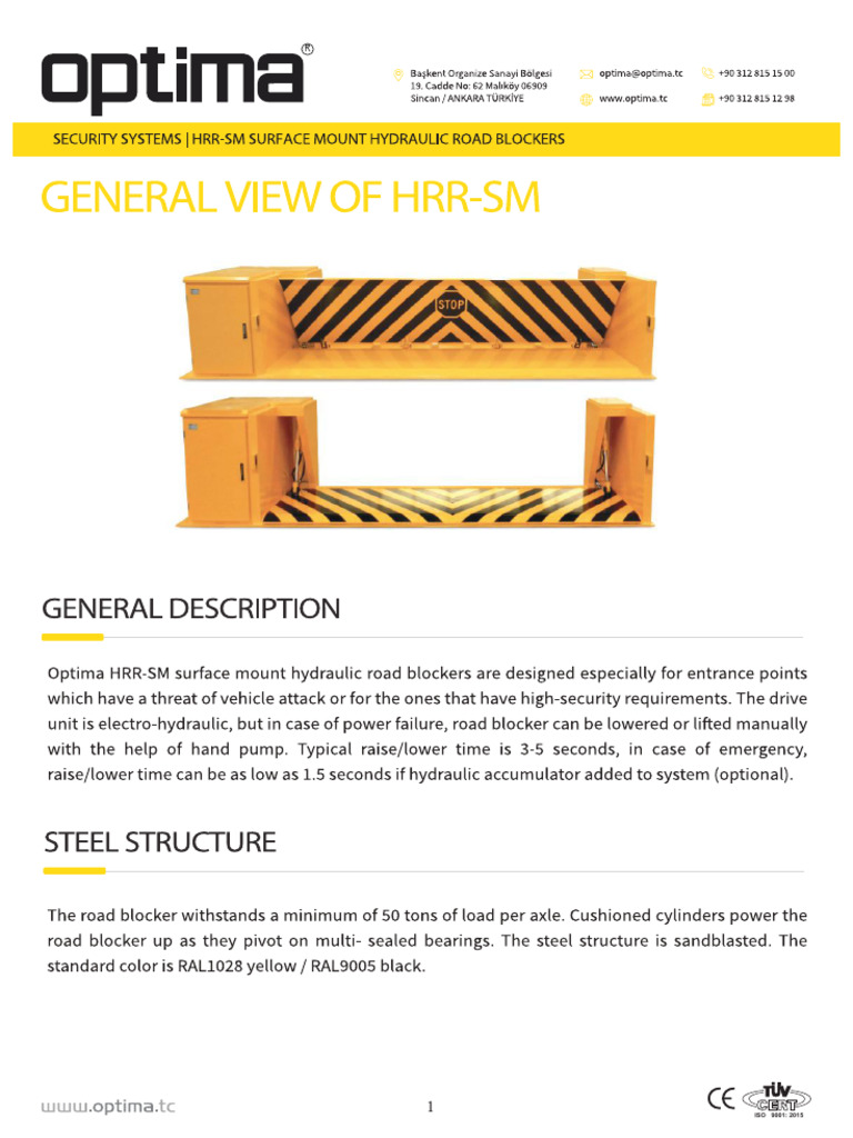 BL - HRR-SM Surface Mount Hydraulic Road Blocker - en | PDF