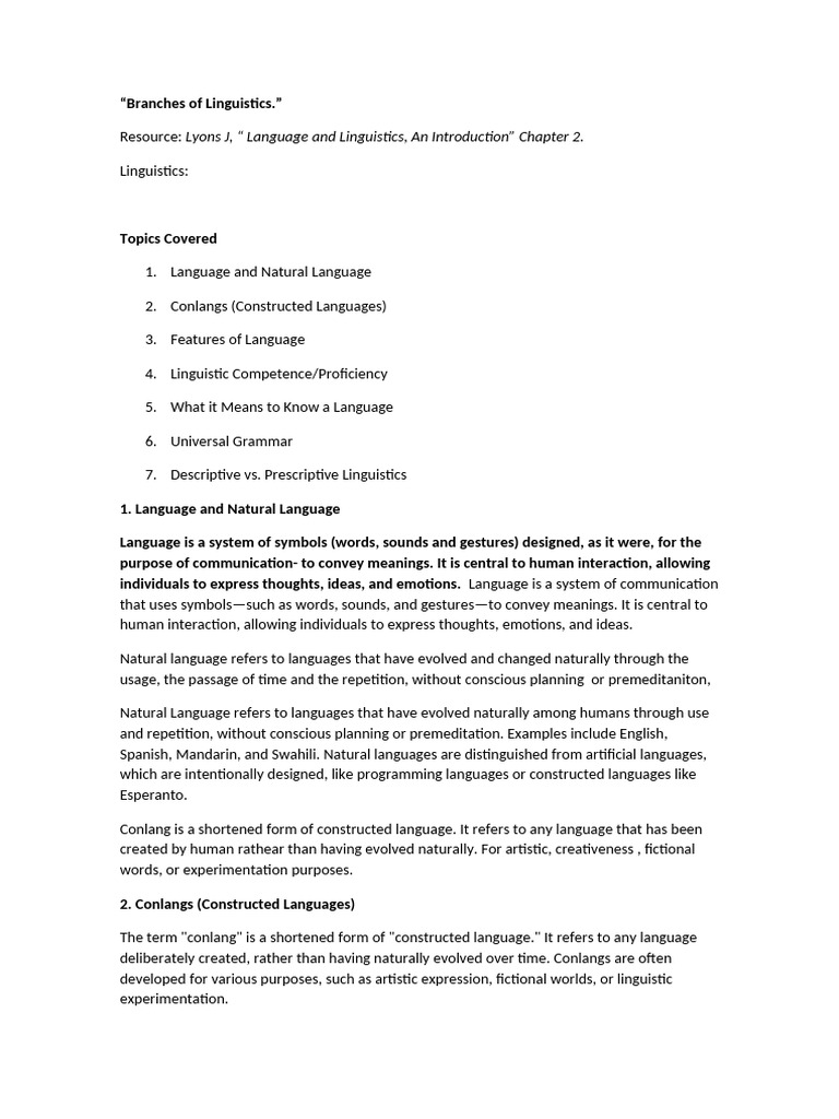 Overview of Linguistics Branches | PDF | Linguistics | Syntax