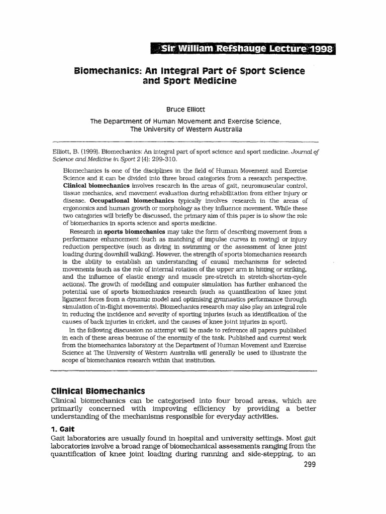 An Integral Part of Sport Science | PDF | Biomechanics | Simulation