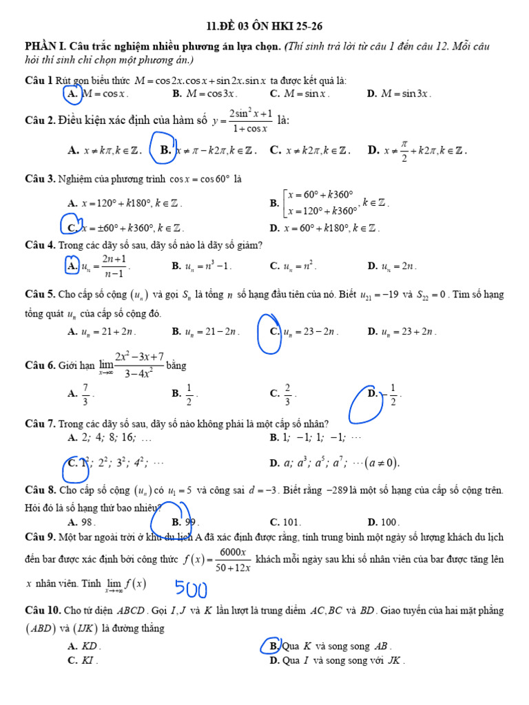 11.ĐỀ 03 ÔN HKI 25-26(hs) | PDF