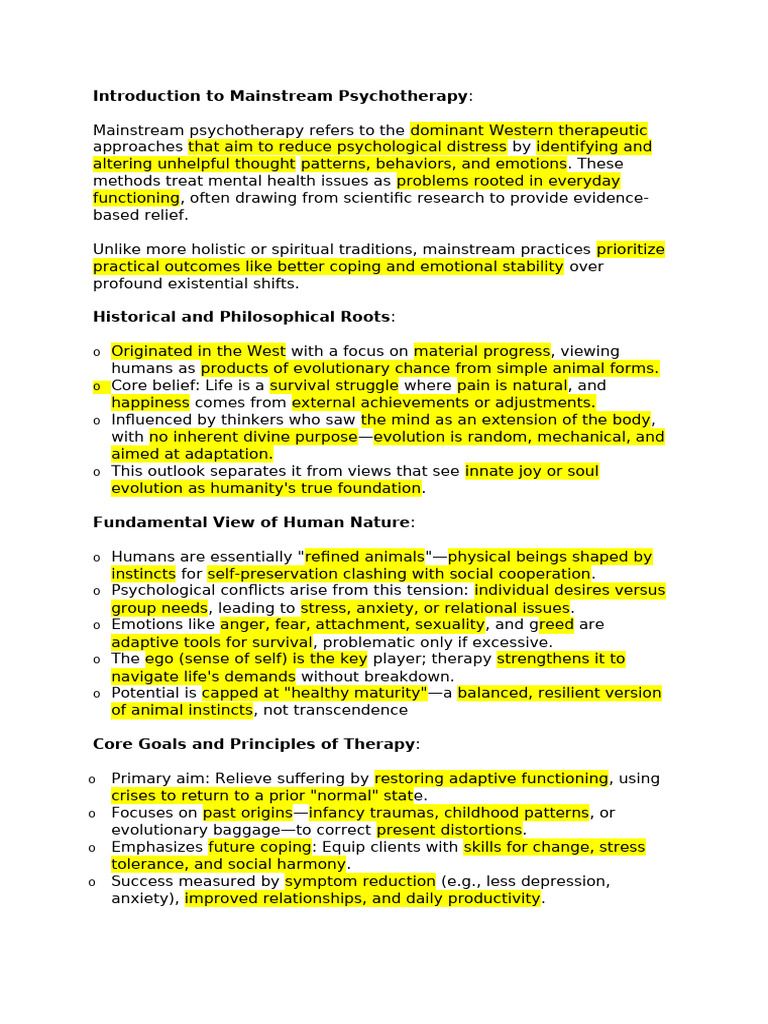Understanding Mainstream Psychotherapy | PDF | Psychotherapy ...