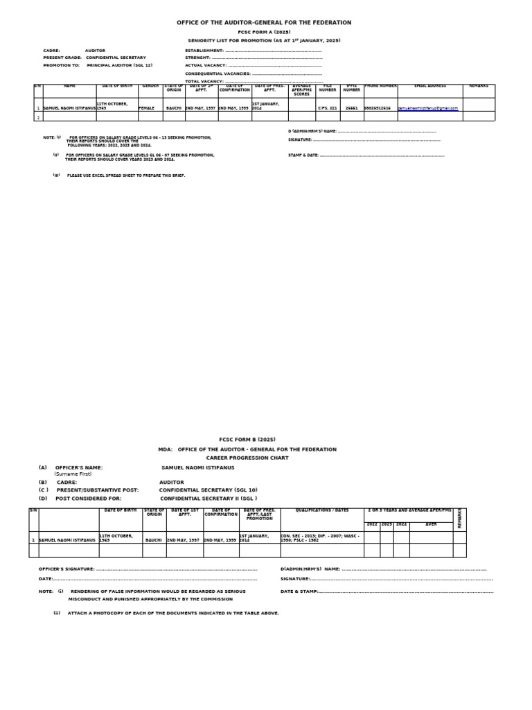 2025 Oaugf SSC Forms A & B | PDF