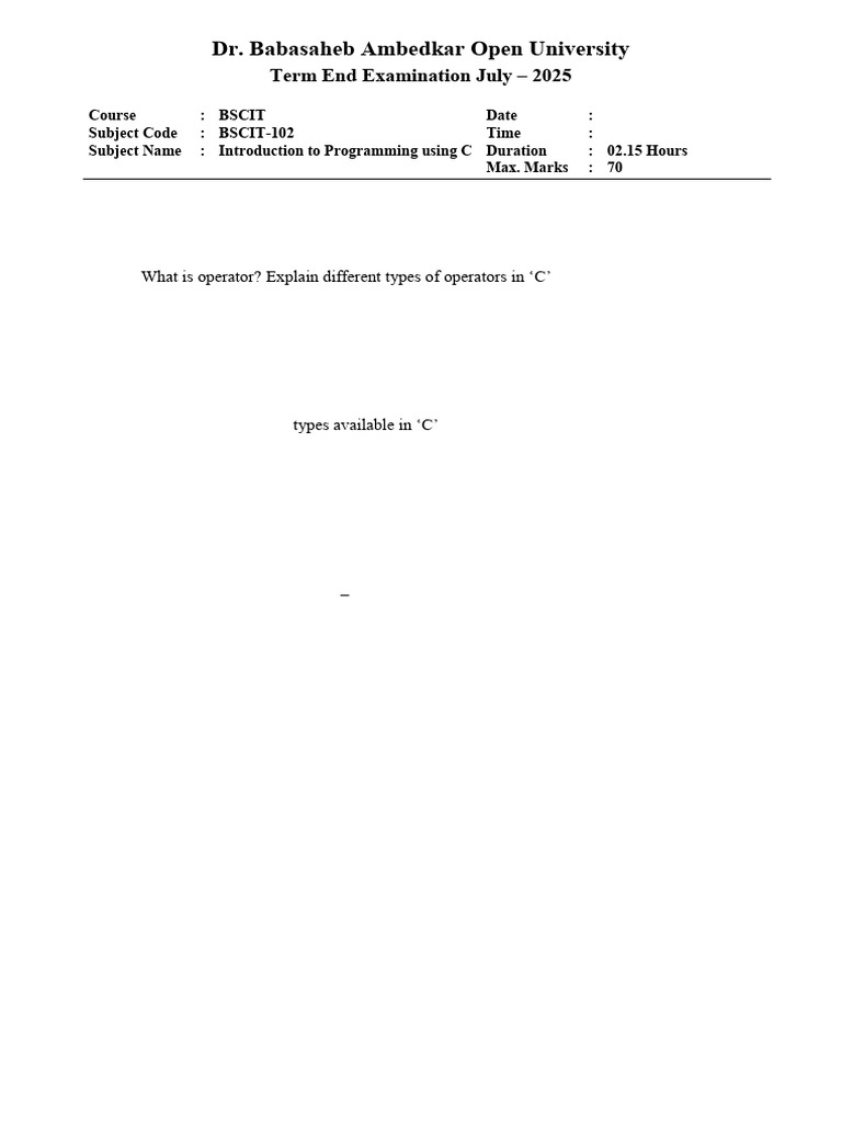 BSCIT-102 | PDF | Pointer (Computer Programming) | Control Flow