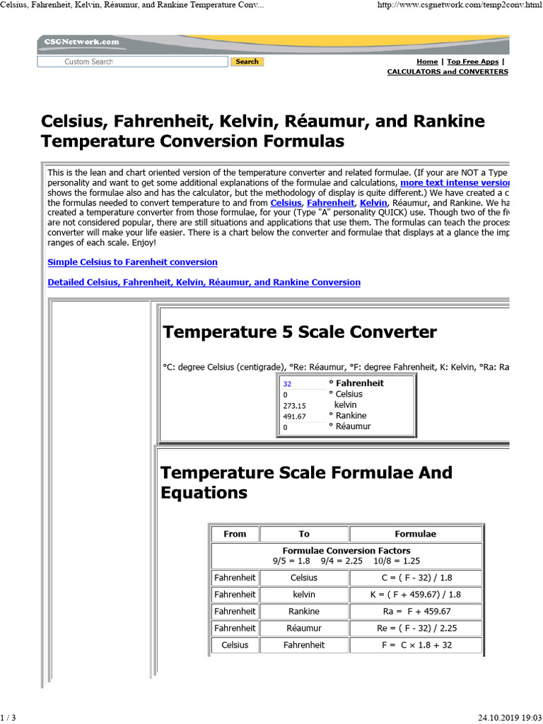Celsius, Fahrenheit, Kelvin, Réaumur, And Rankine Temperature ...