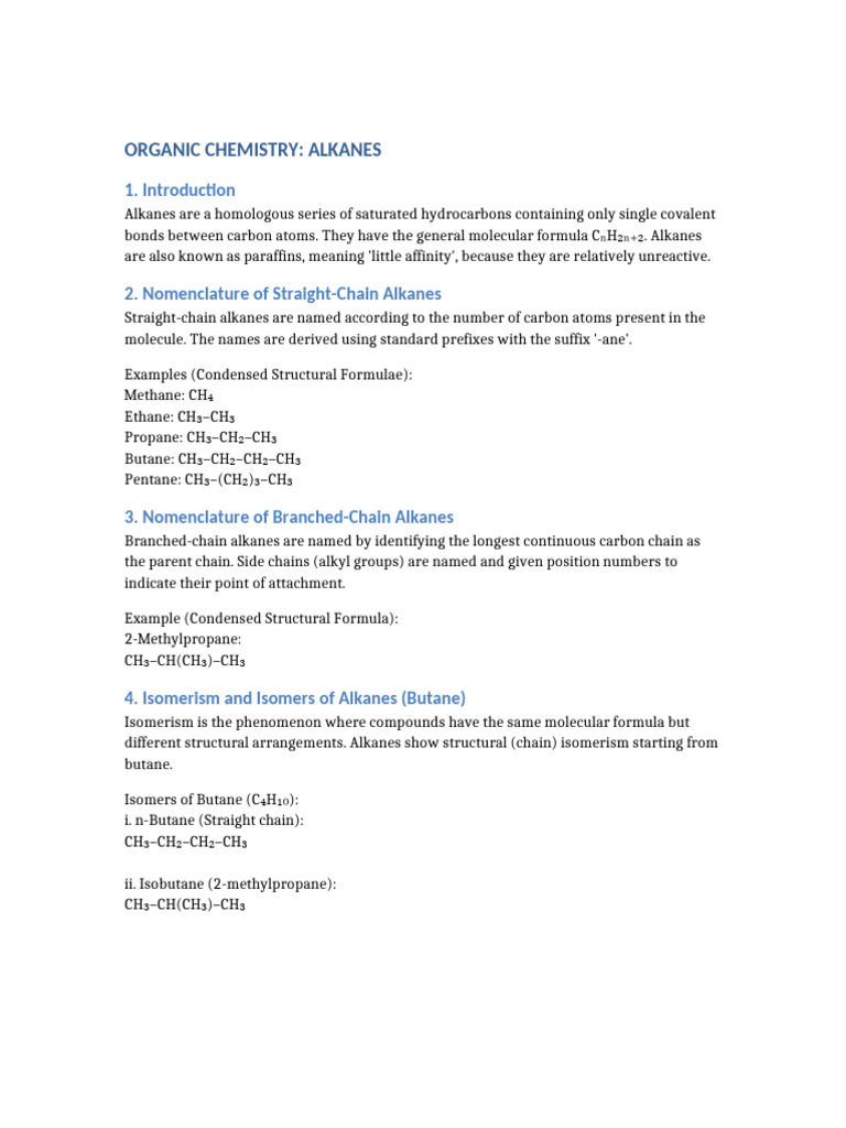 Understanding Alkanes in Organic Chemistry | PDF
