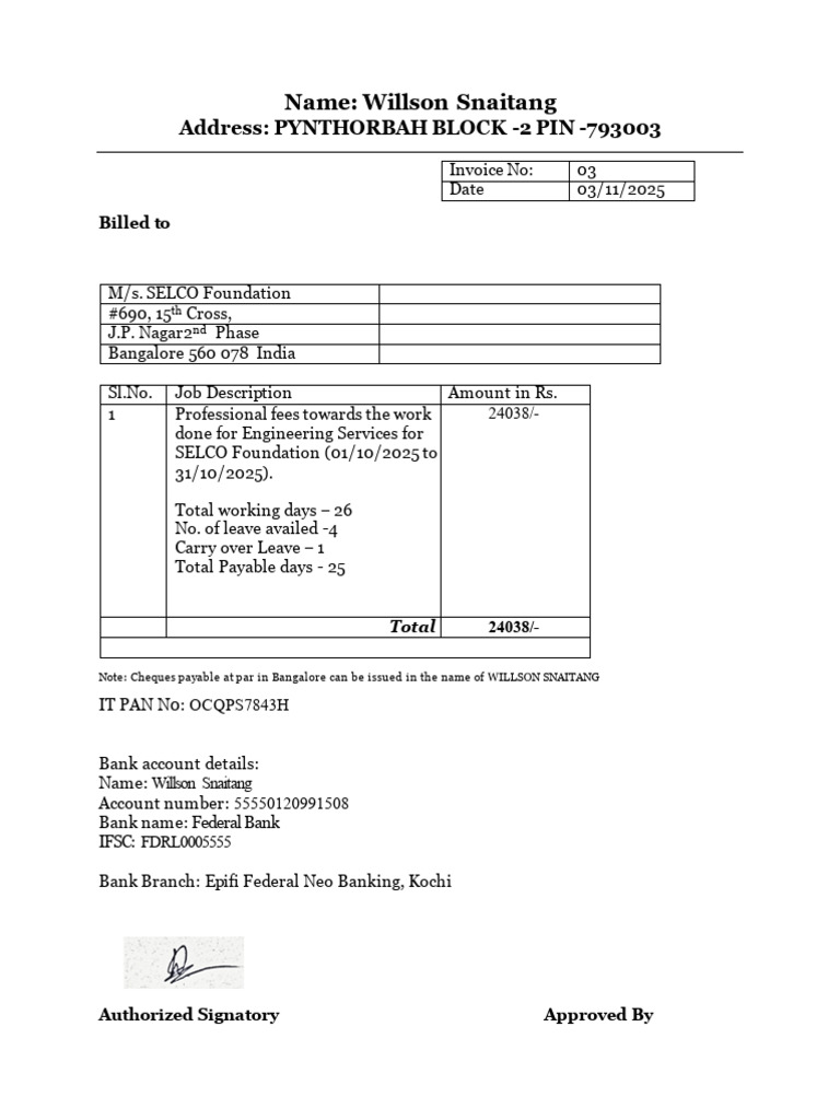 Invoice and Work Allocation for SELCO | PDF