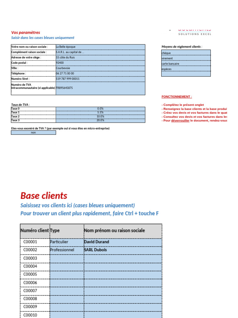 Logiciel Facturation Excel Standard Copie | PDF