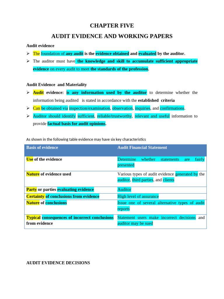 Audit Evidence and Working Papers Guide | PDF | Audit | Internal Control
