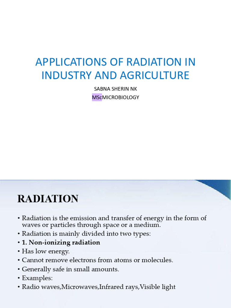 Application of radiations in industry and agriculture -1 | PDF ...
