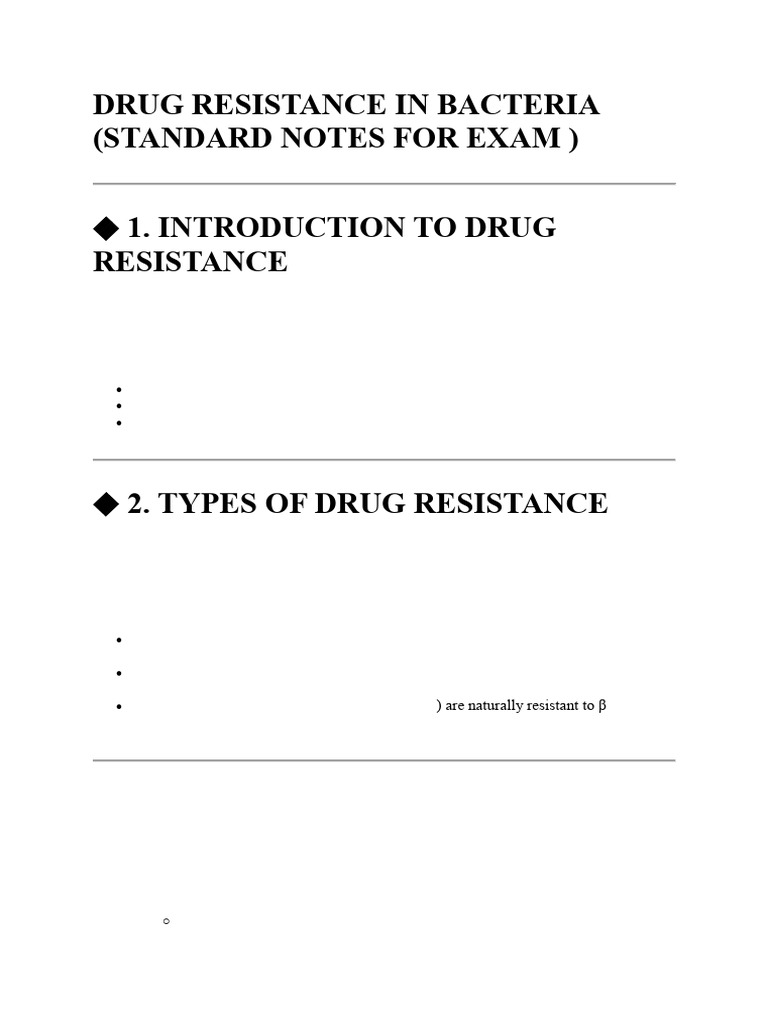 DRUG RESISTANCE EXAM NOTES & PPT EXPLANATION | PDF | Antimicrobial ...