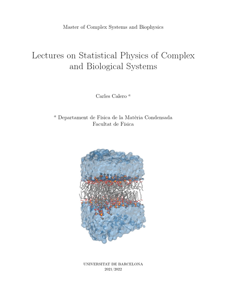 1.1. Lectures on Statistical Physics of SoftMatter and Complex Systems ...