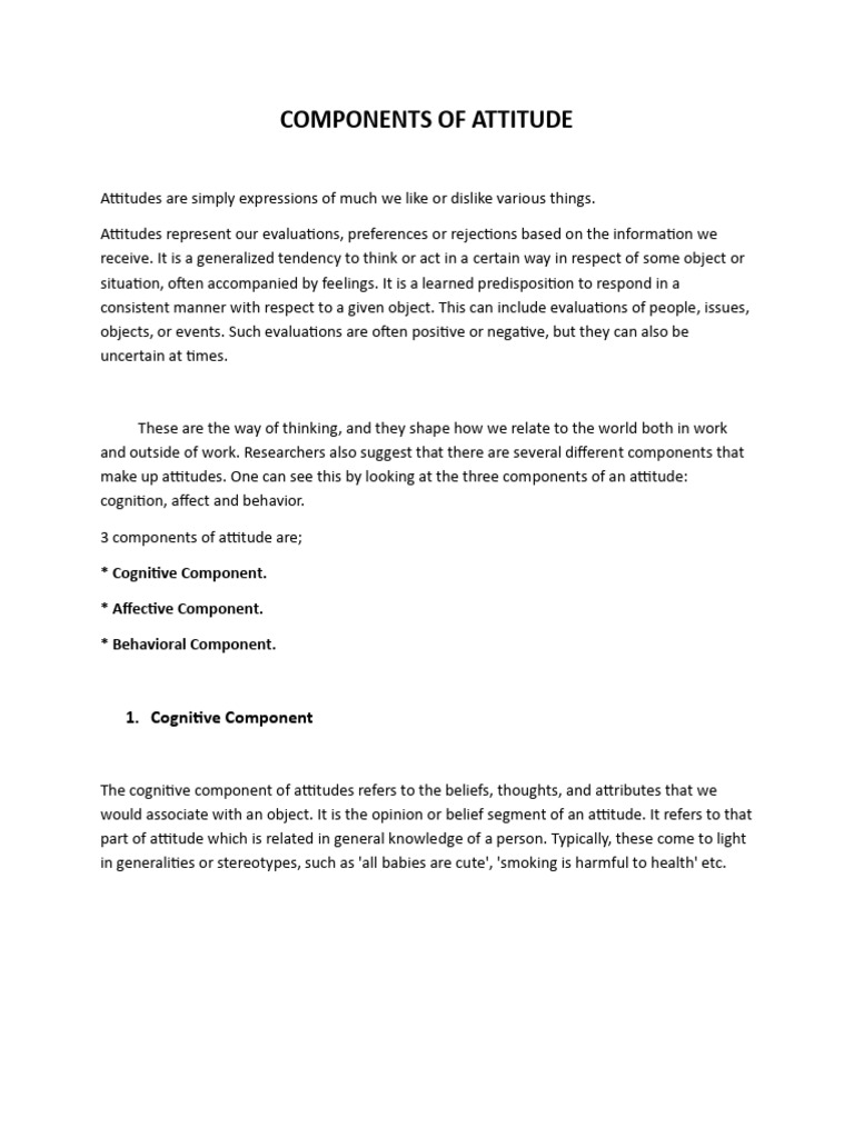 Components of Attitude | PDF | Attitude (Psychology) | Psychology