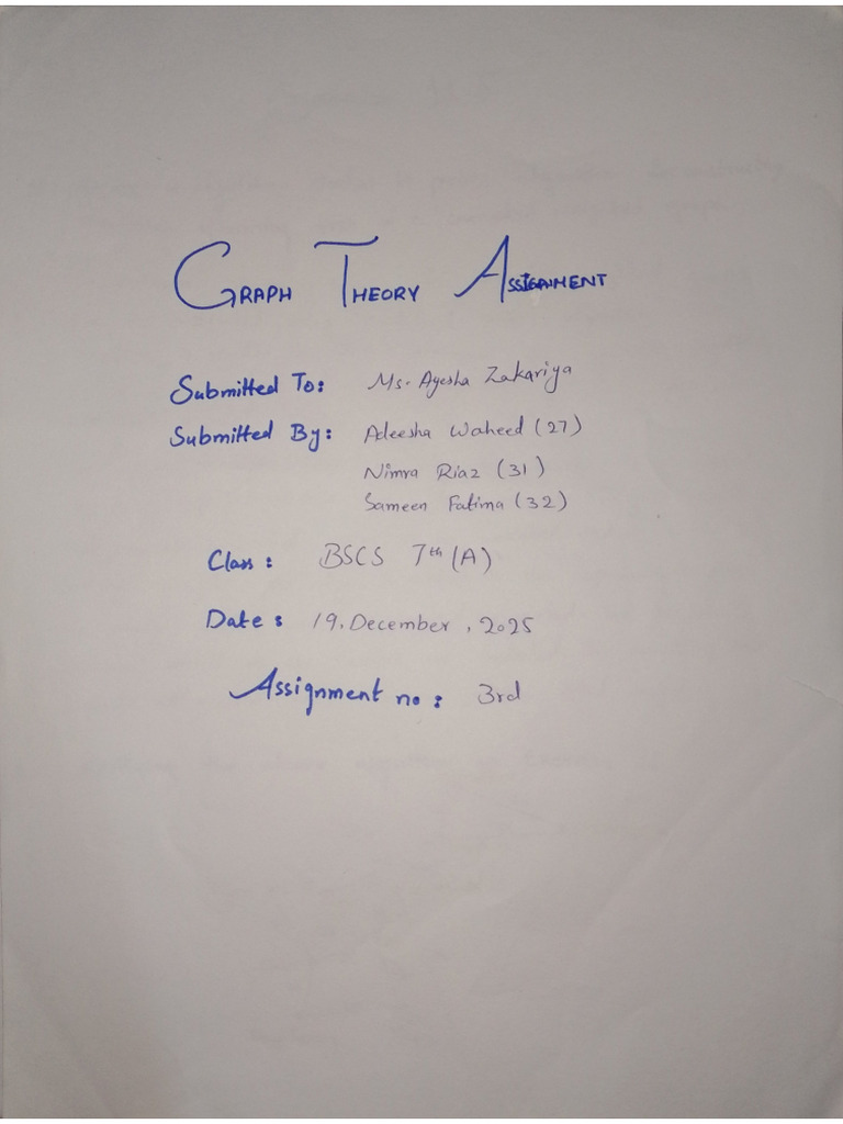 Graph Theory 110.5 (Q1 & 11) | PDF