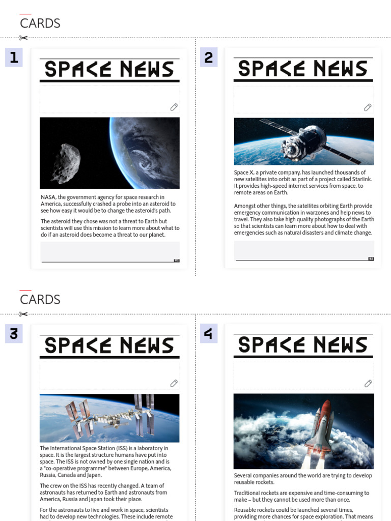 Space News Cards | PDF | Nasa | International Space Station
