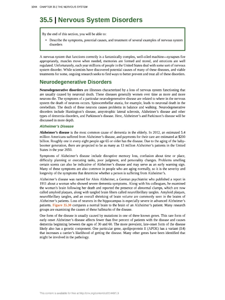 3 Nervous System Disorders (GEB302) | PDF
