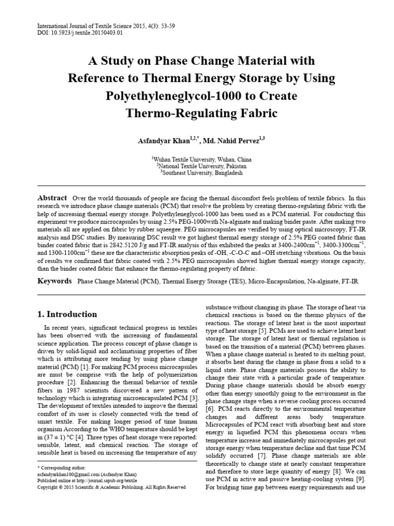 A Study on Phase Change Material With Re | PDF | Differential Scanning ...
